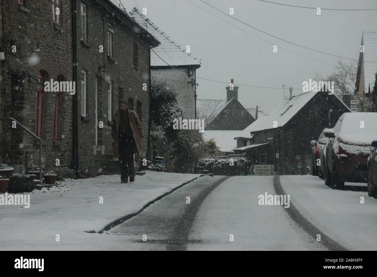 New Radnor, Wales UK, 9th November 2019. Residents in the village of ...
