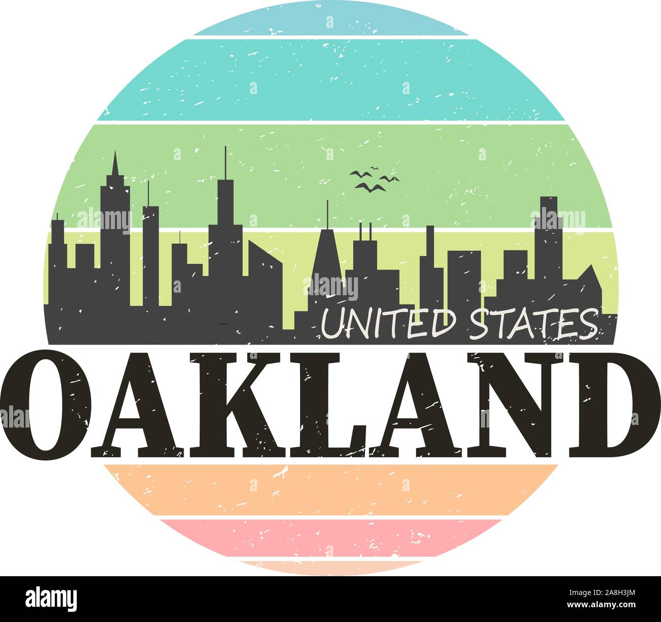 Graphic design oakland city for t-shirts on a white background vector ...