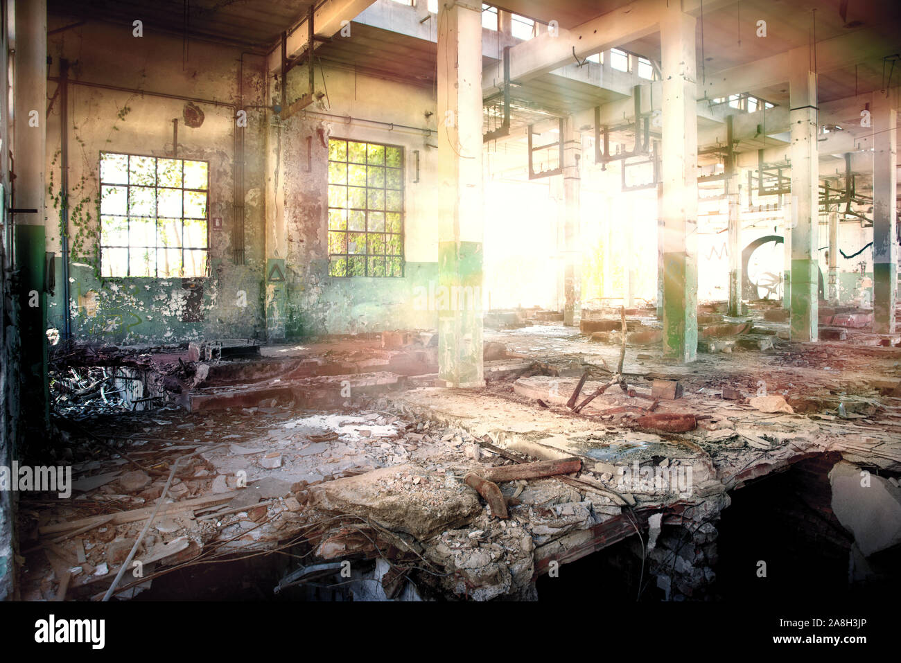 a desolate abandoned factory view Stock Photo - Alamy