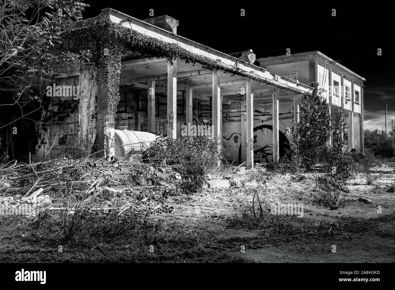 a desolate abandoned factory view Stock Photo - Alamy