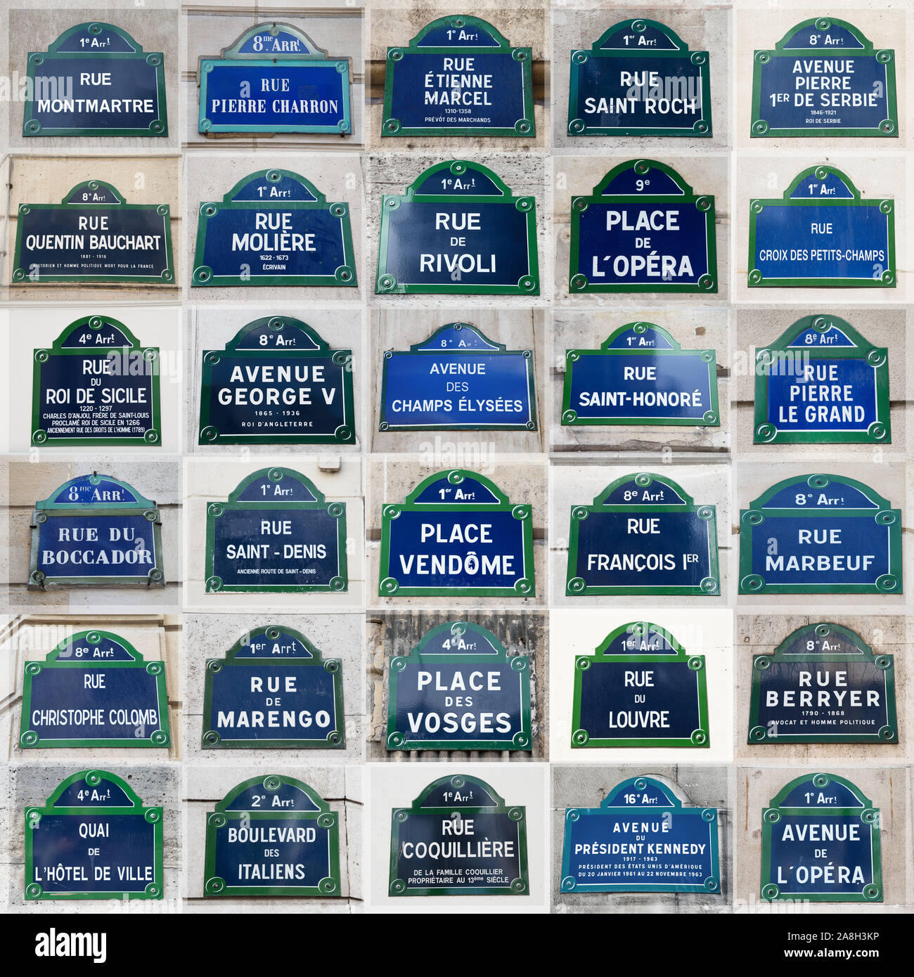 Collection of paris street plates Stock Photo - Alamy