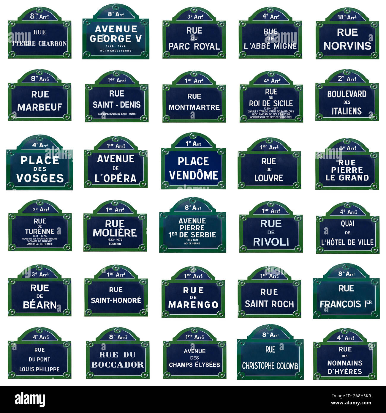 Collection of paris street plates Stock Photo - Alamy