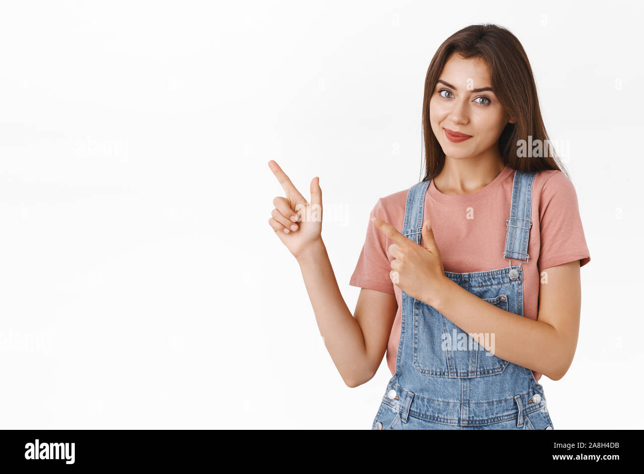 Lovely Cute Girlfriend Decided What Wants For Holidays Pointing Upper
