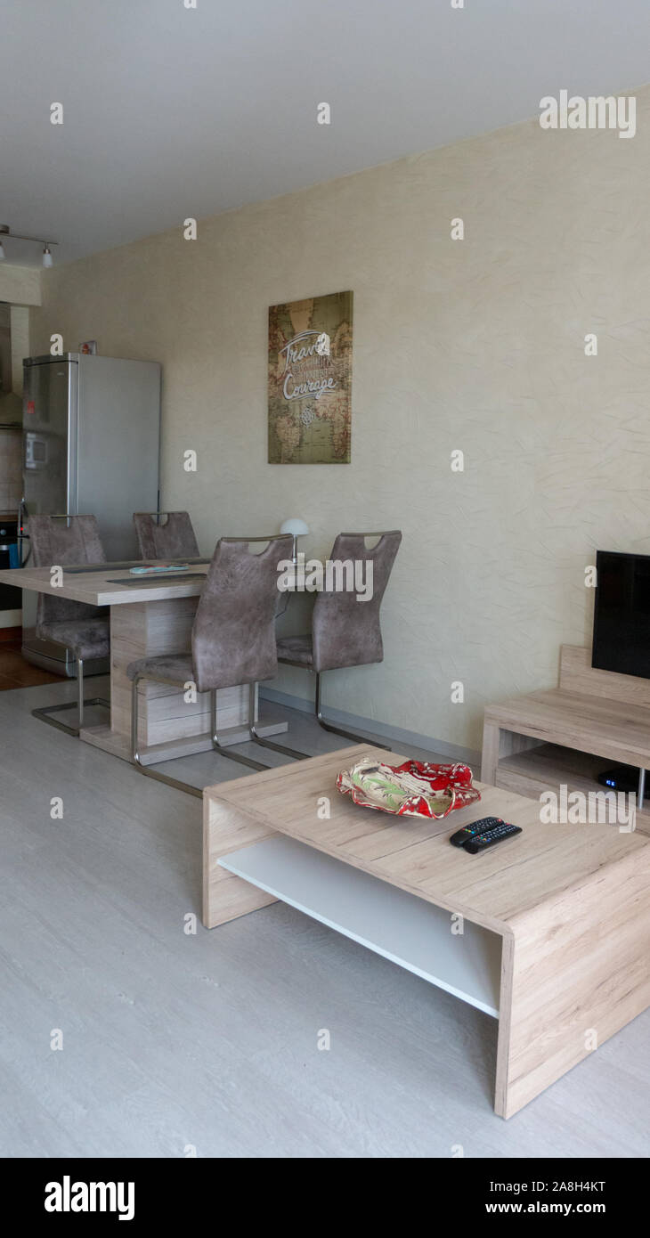 modern apartment interior view, dining table Stock Photo - Alamy