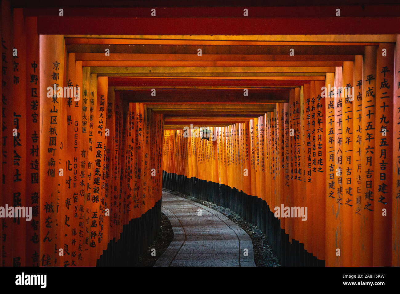 Red Torii gates in Fushimi Inari shrine in Kyoto, Japan Stock Photo - Alamy