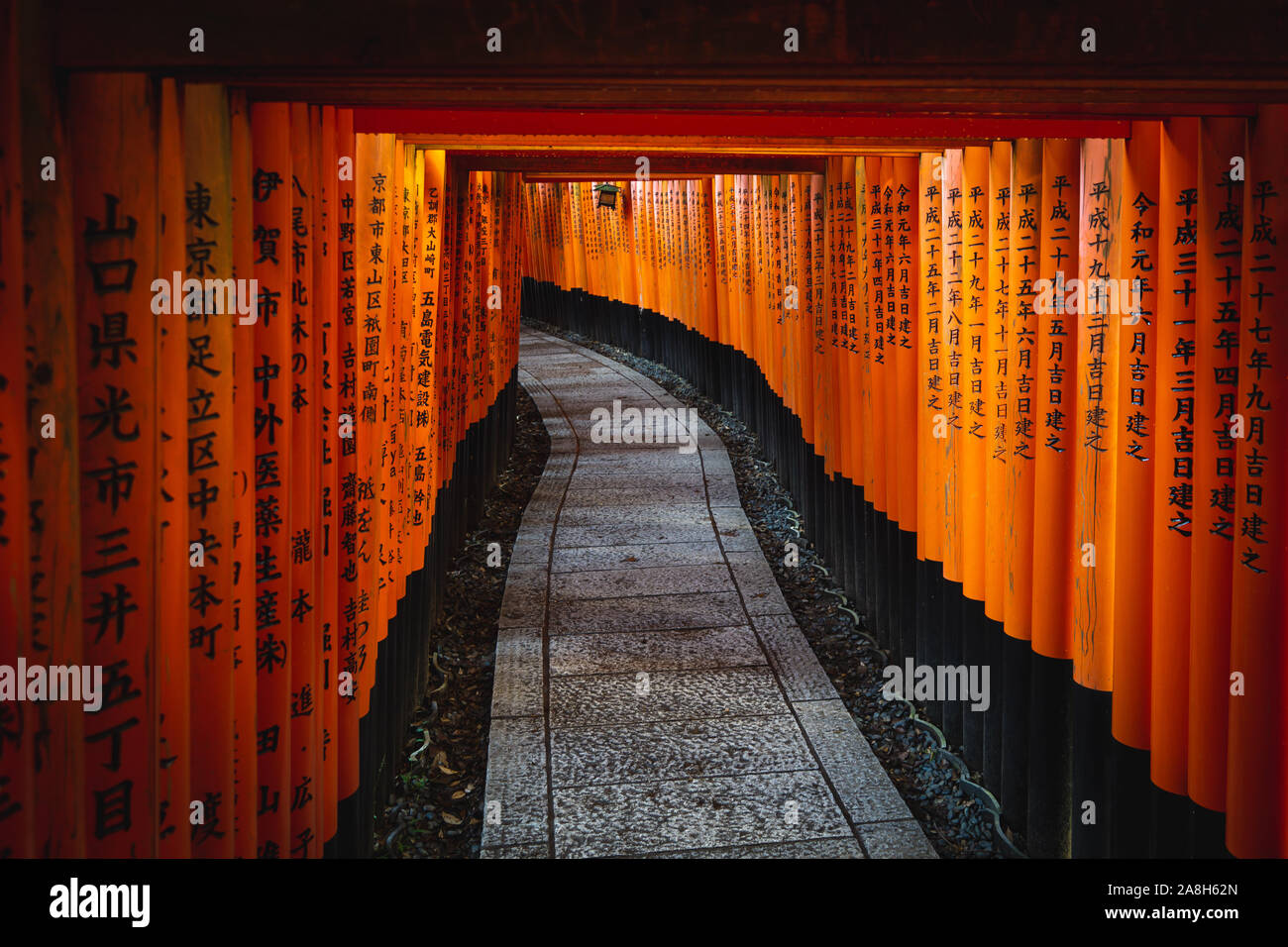 Red Torii gates in Fushimi Inari shrine in Kyoto, Japan Stock Photo - Alamy