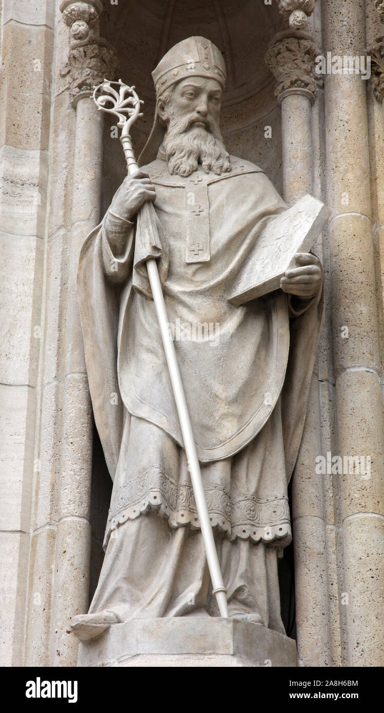 Statue of Saint Methodius on the portal of the cathedral dedicated to ...