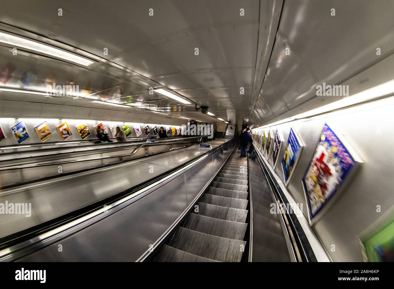 London, United Kingdom - February 17, 2007: Riding down the elevators ...