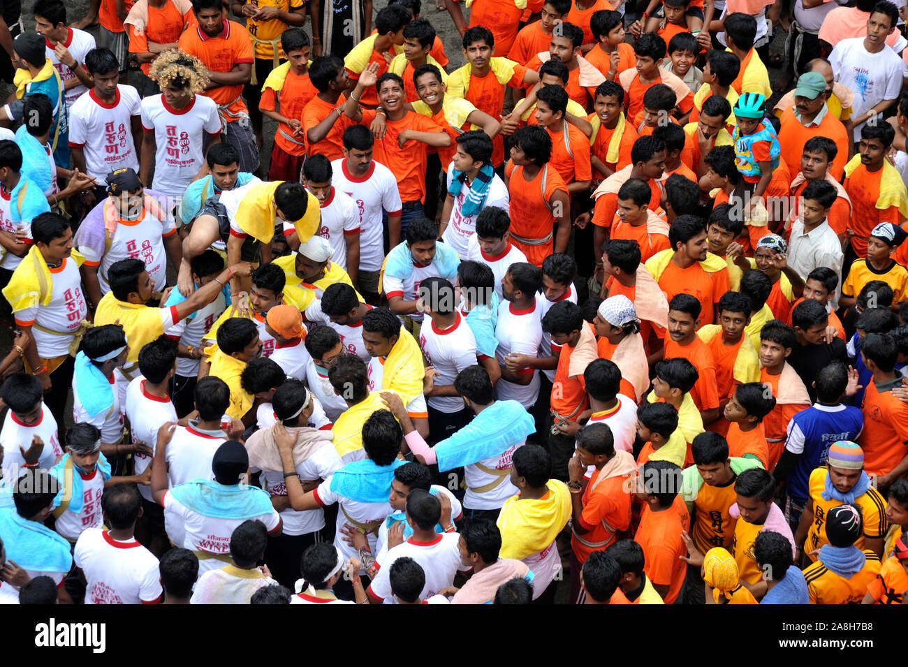 Mumbai, India,Asia - Human Pyramid trying to break dahi handi on ...