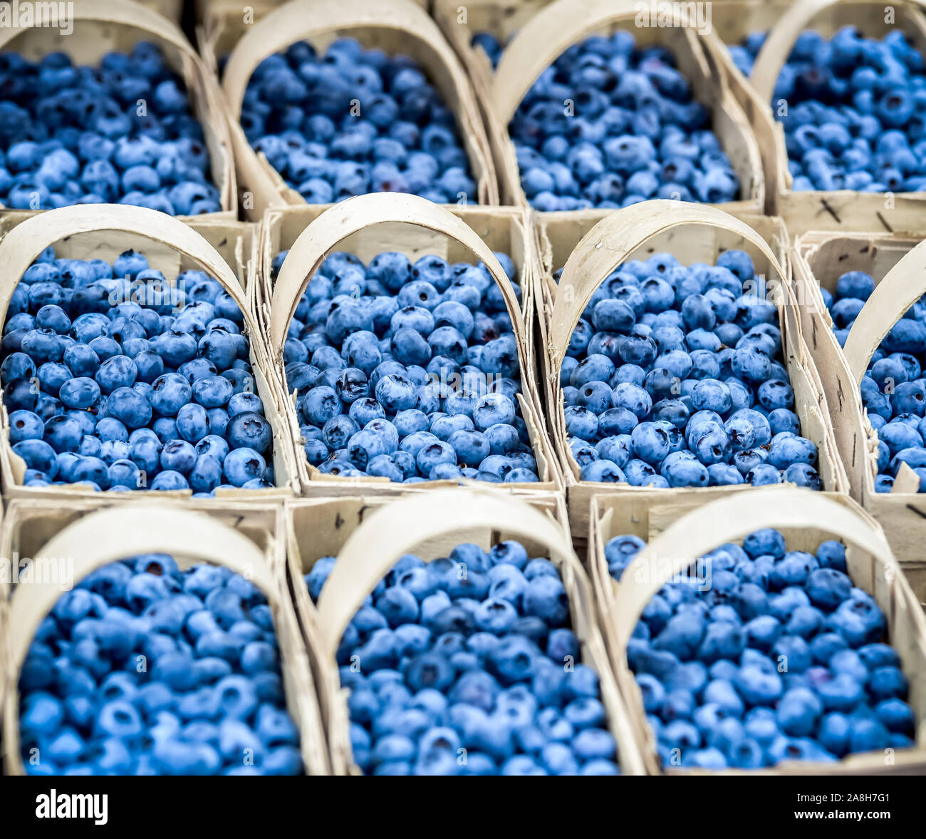 Lots of blueberries in baskets on farmer market Stock Photo - Alamy