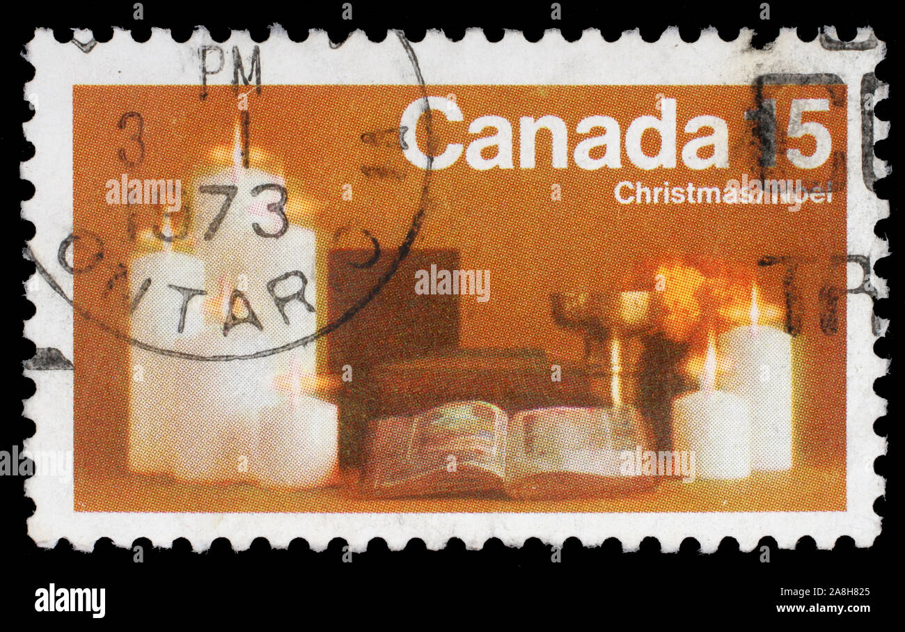 CANADA - CIRCA 1973: A greeting Christmas stamp printed by Canada ...