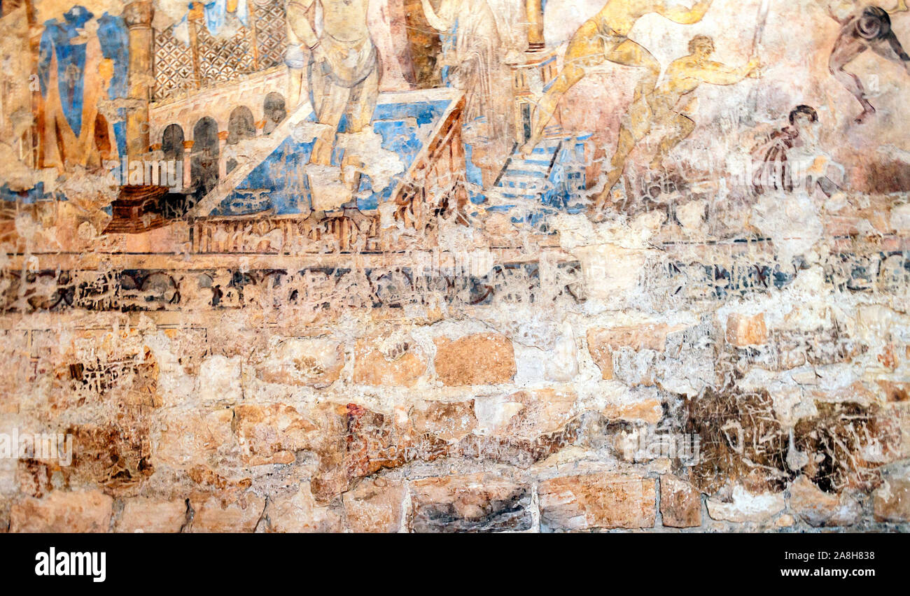 Texture of remains of ancient paintings on a wall Stock Photo - Alamy