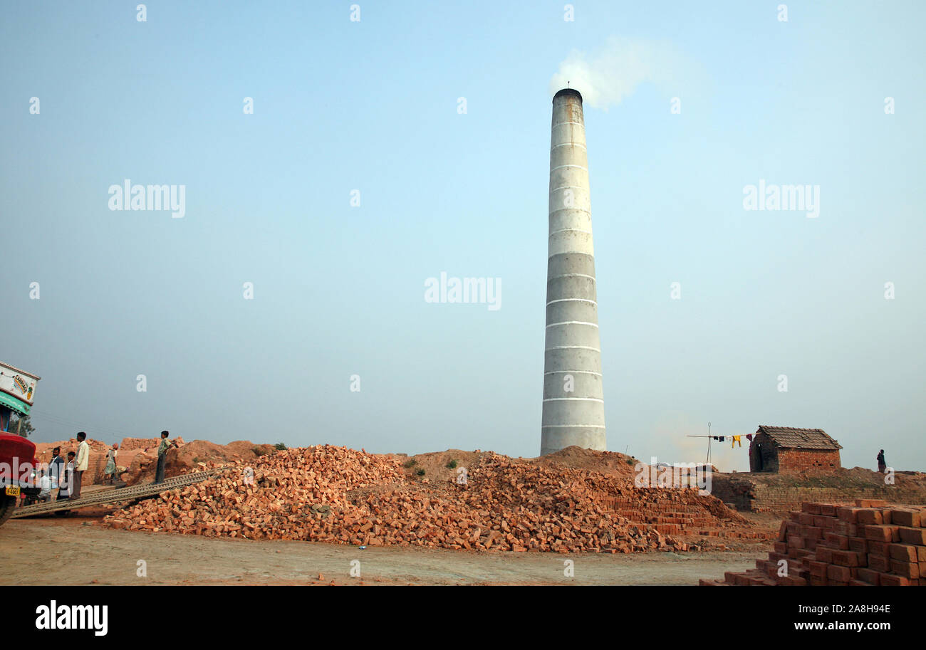 Brick factory in Sarberia, West Bengal, India. The Indian brick ...