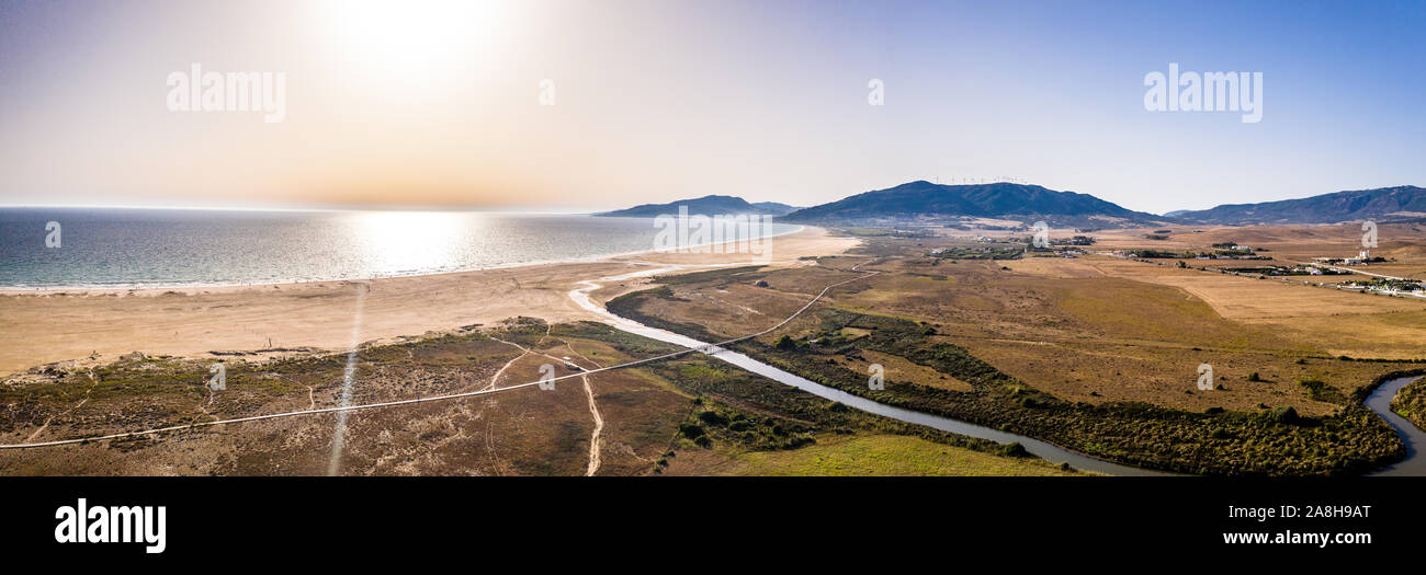 Beautiful Scenic Aerial view of Tarifa area. Beach Life. Spain Stock ...