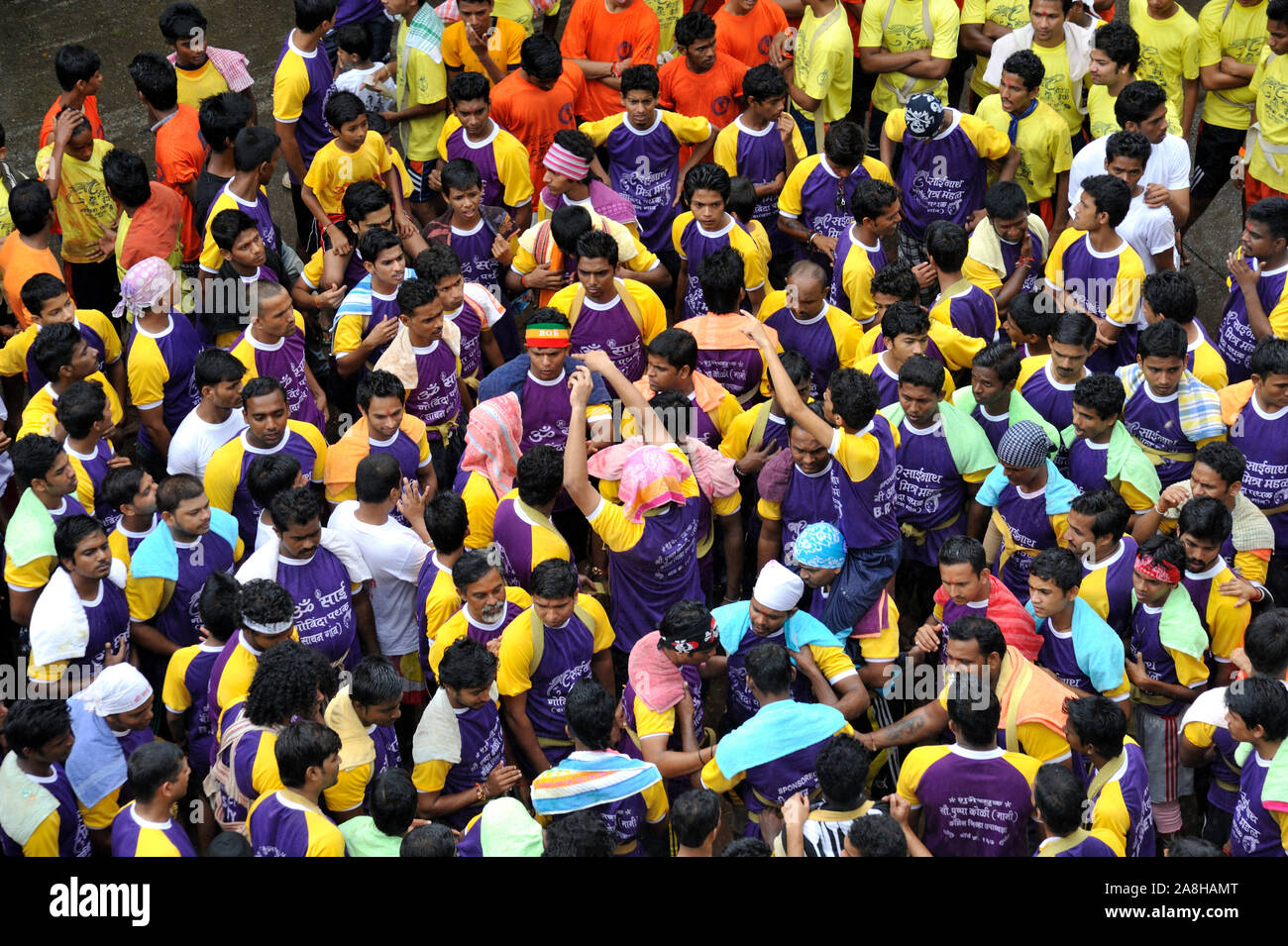 Mumbai, India,Asia - Human Pyramid trying to break dahi handi on ...