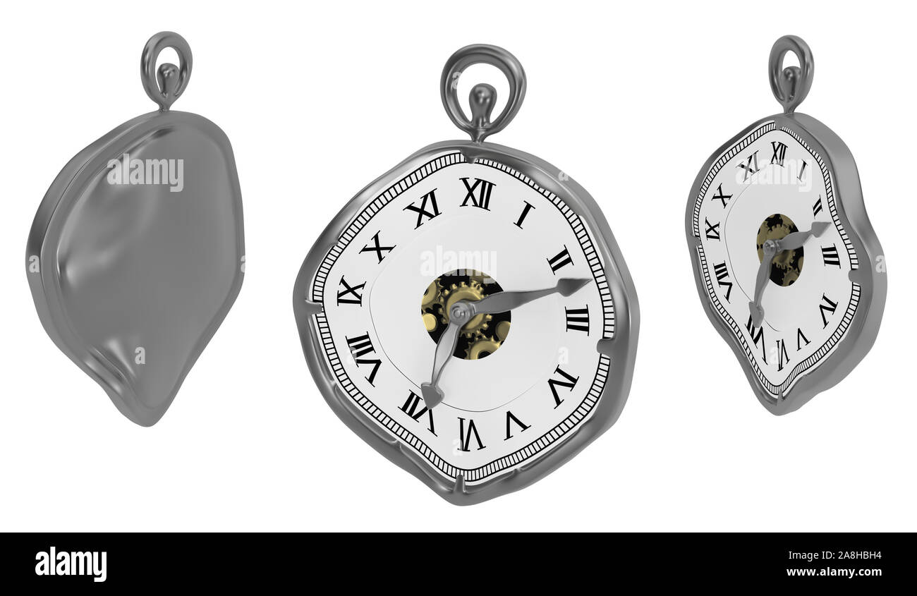 Clock soft three sides, 3d illustration, horizontal, over white ...