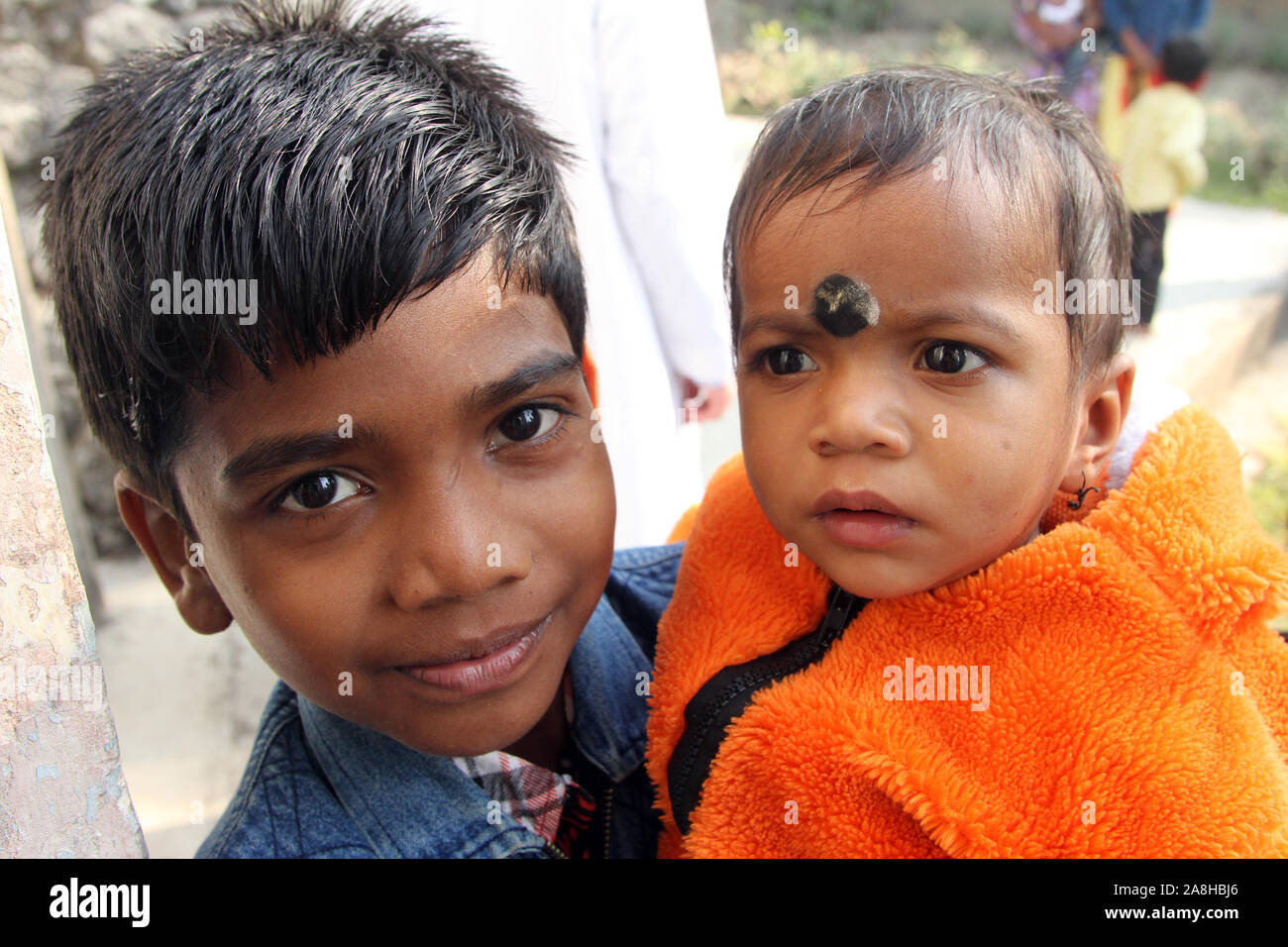 Portrait of tribal children in a village Baidyapur, India Stock Photo ...