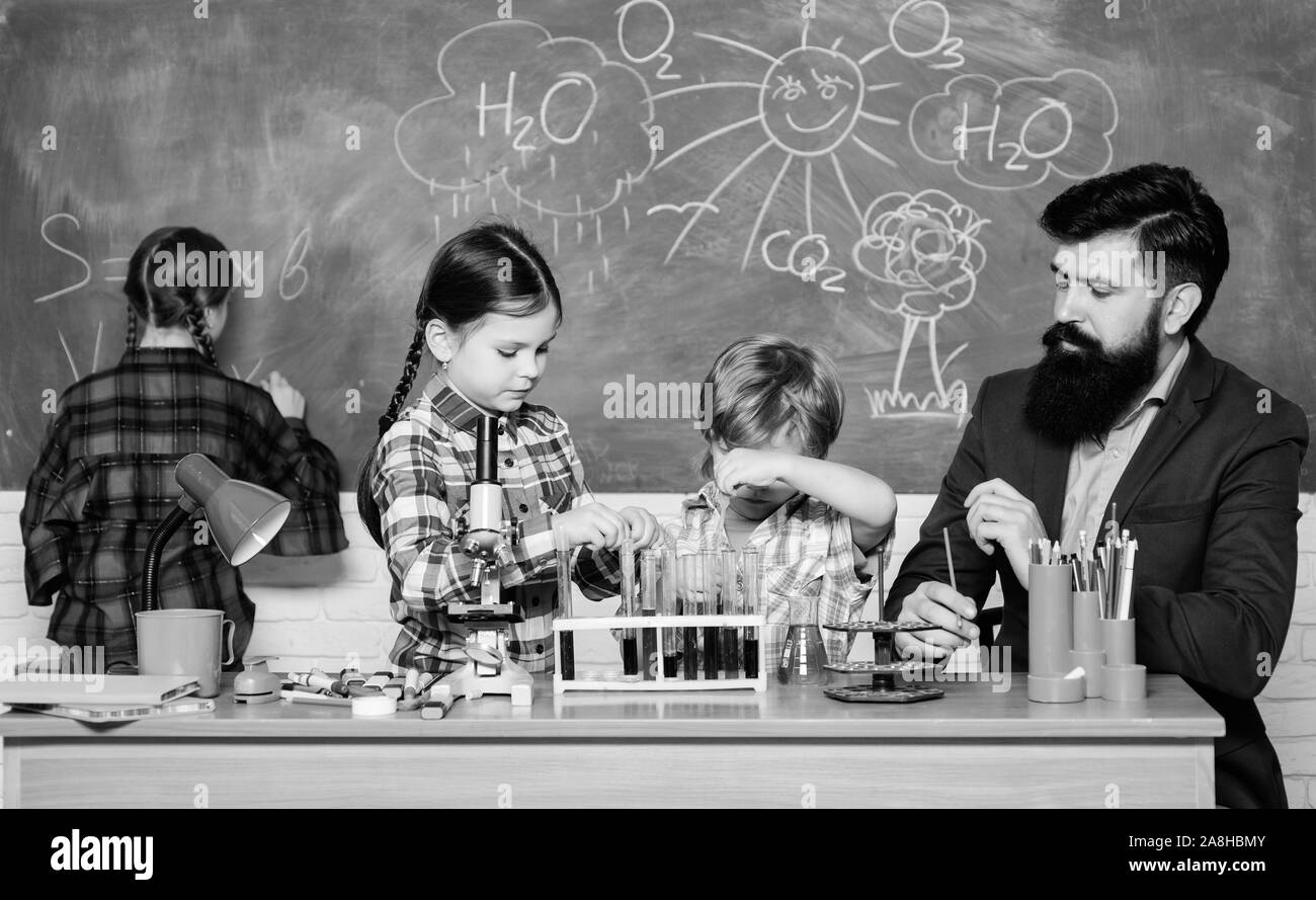 Science is always the solution. School chemistry experiment. Explaining ...