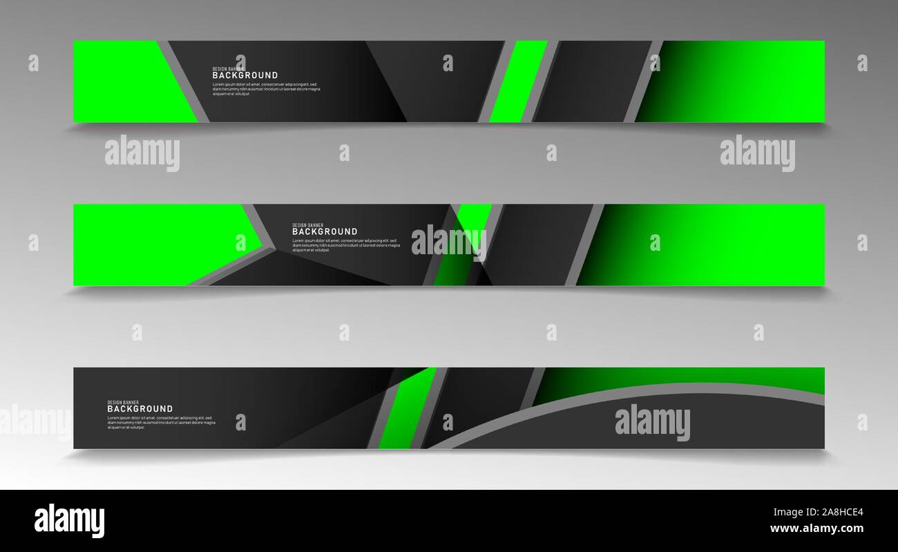 Collection of rectangular banners. Geometric shapes overlap in green ...