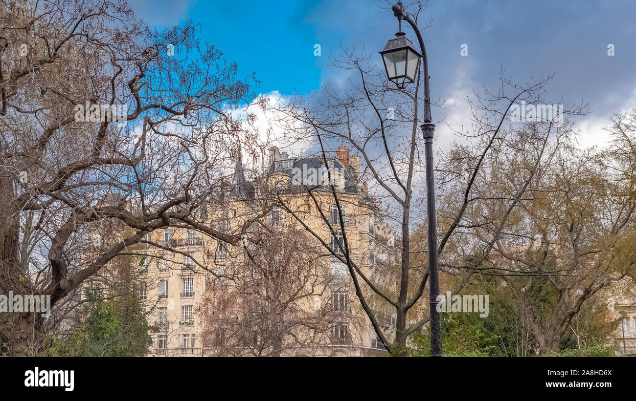 Paris, beautiful building, typical parisian facade in the Marais ...