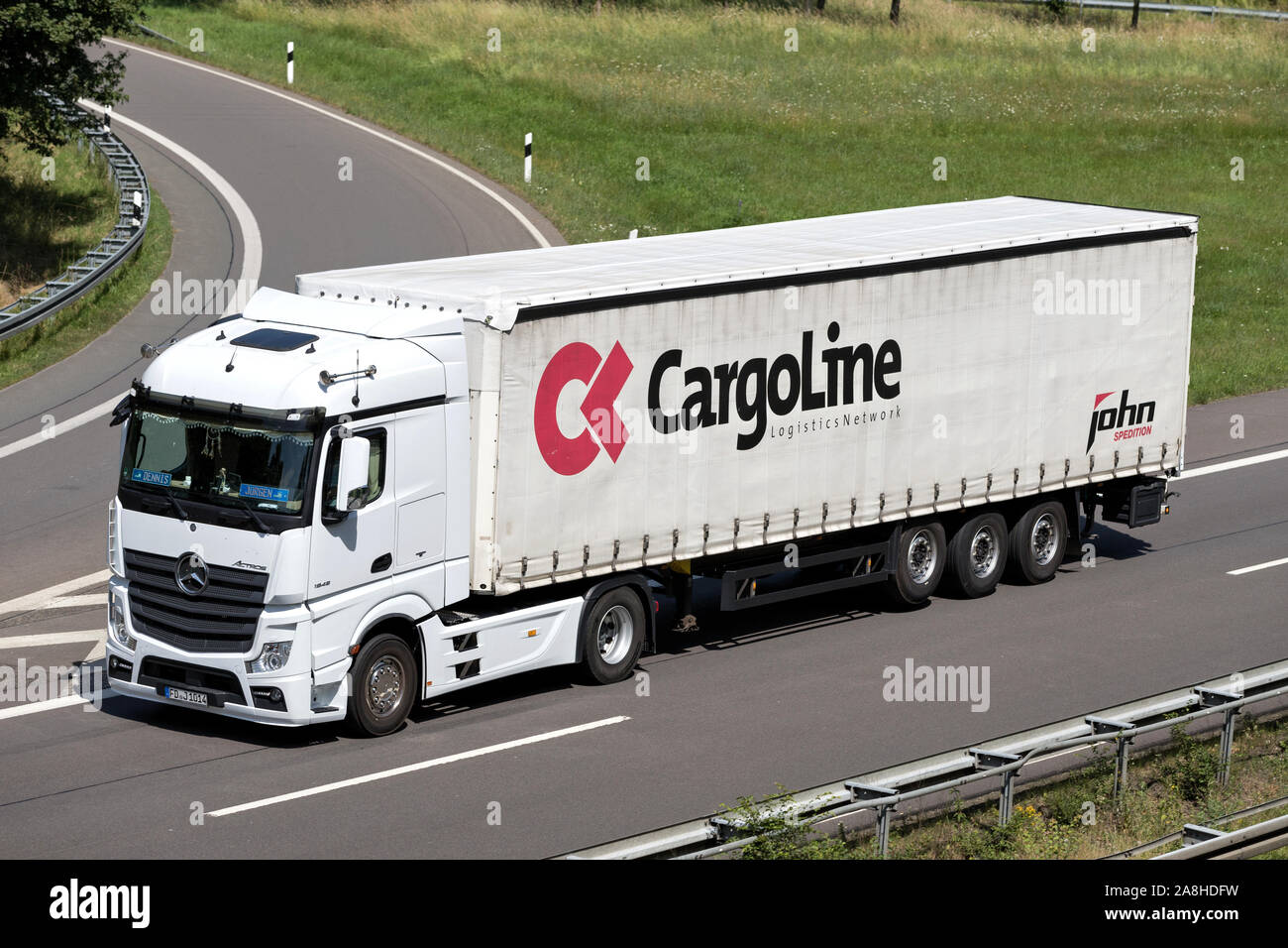 Mercedes-Benz Actros truck with Cargoline curtainside trailer on ...