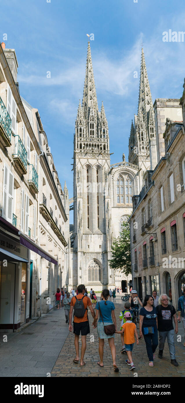 Quimper, Finistere / France - 23 August, 2019: tourists enjoy a visit ...