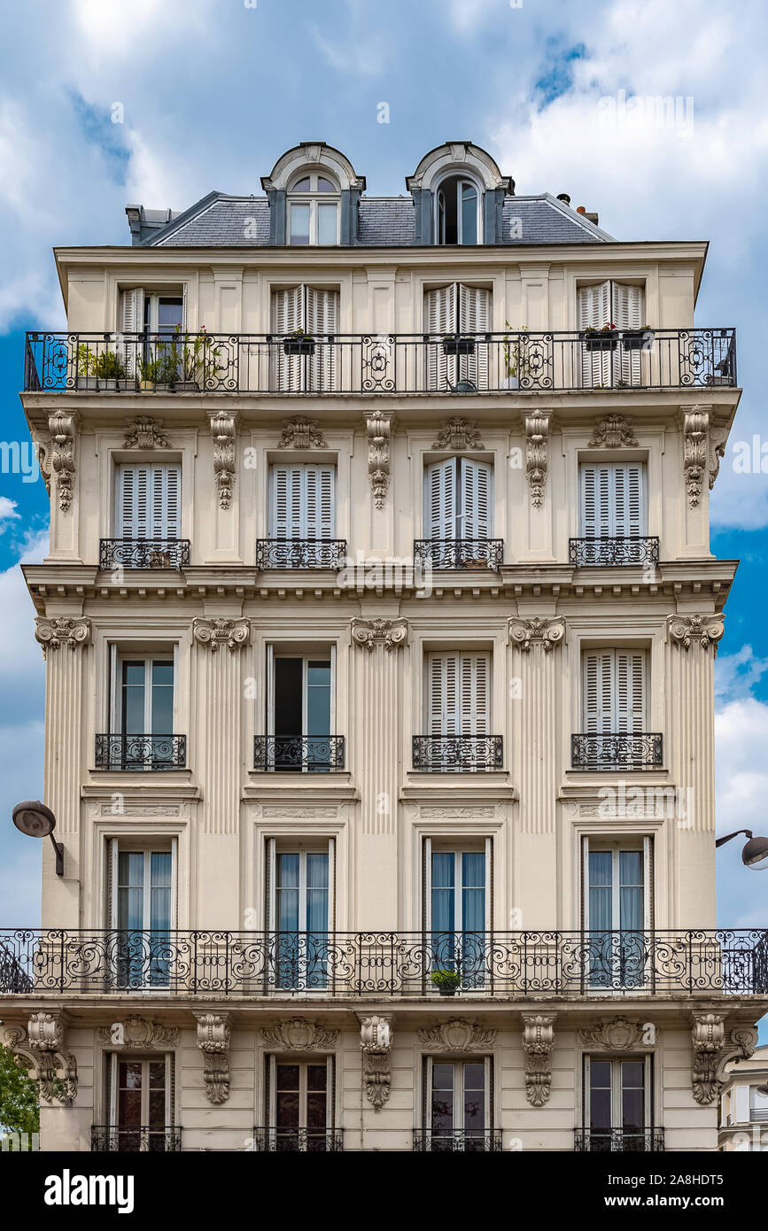 Paris, ancient building, typical parisian facade place de la Nation ...