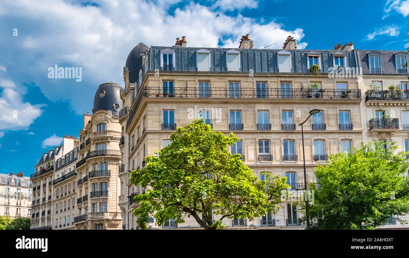 Paris, ancient building, typical parisian facade place de la Nation ...