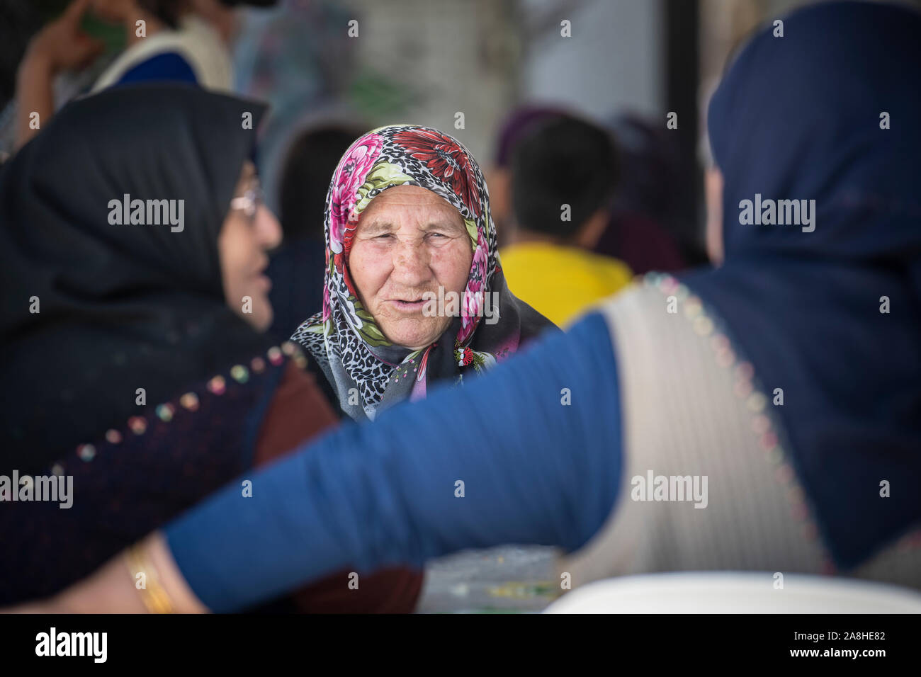 A beautiful, elderly lady living a semi nomadic lifestyle in a village ...