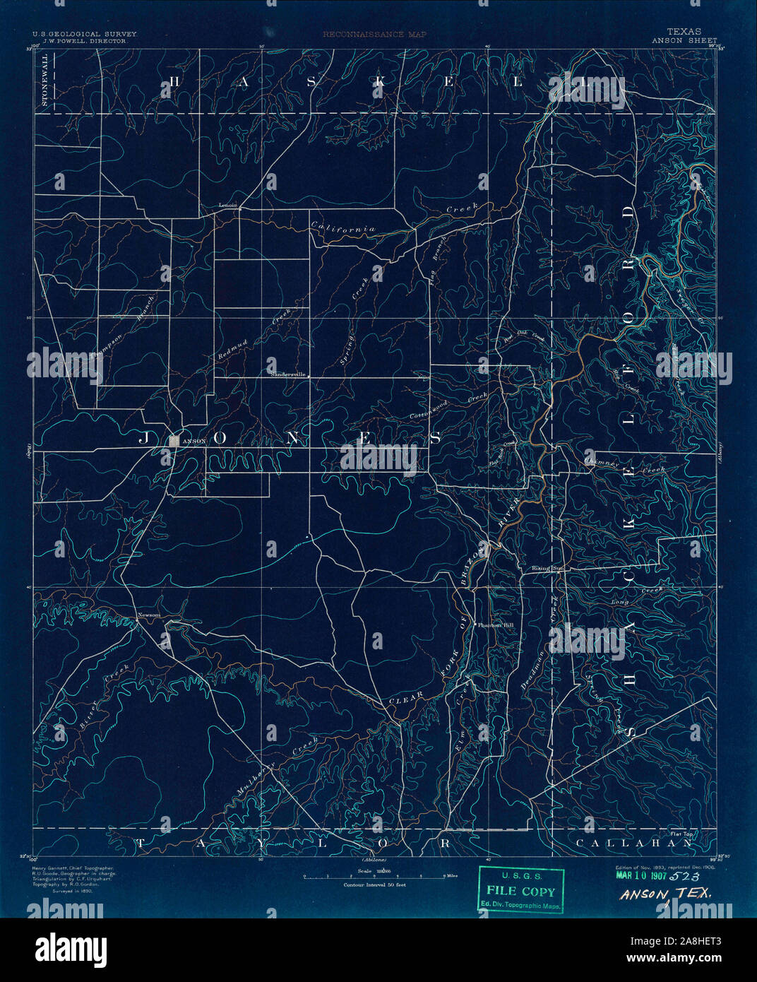 USGS TOPO Map Texas TX Anson 123714 1893 125000 Inverted Restoration ...