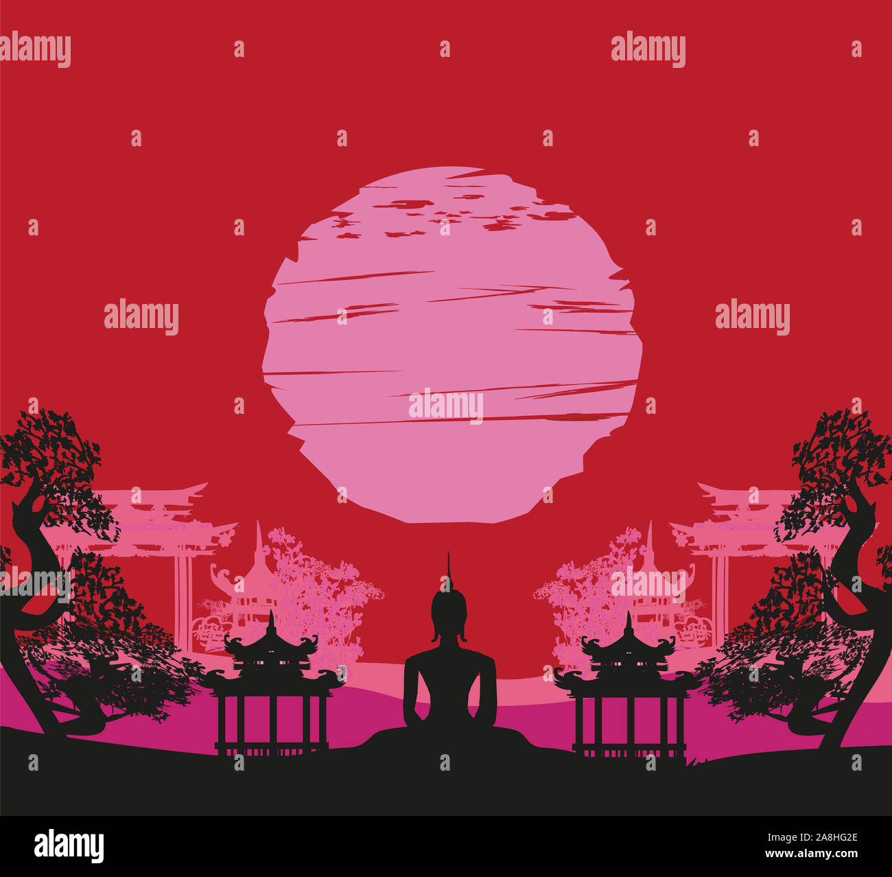 Buddha and Asian landscape Stock Photo - Alamy