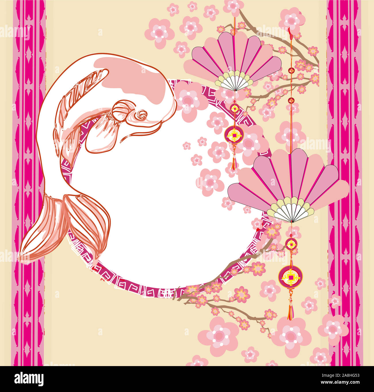 Japanese koi card Stock Photo - Alamy