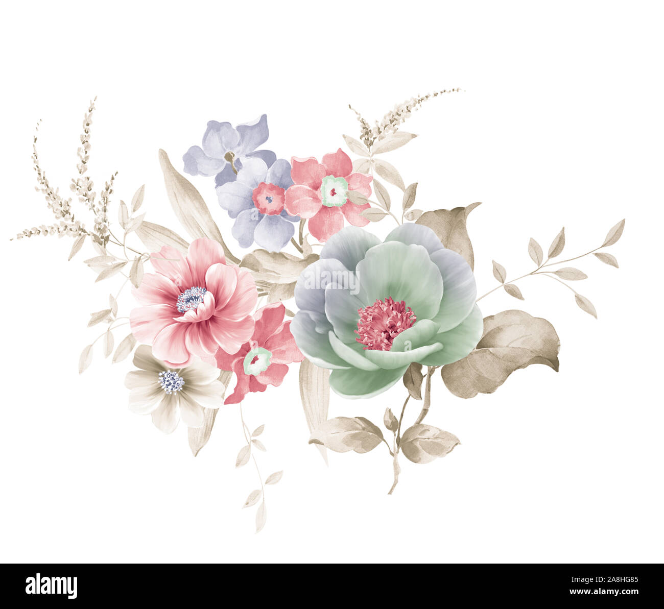 Computer drawn beautiful flowers illustration Stock Photo - Alamy