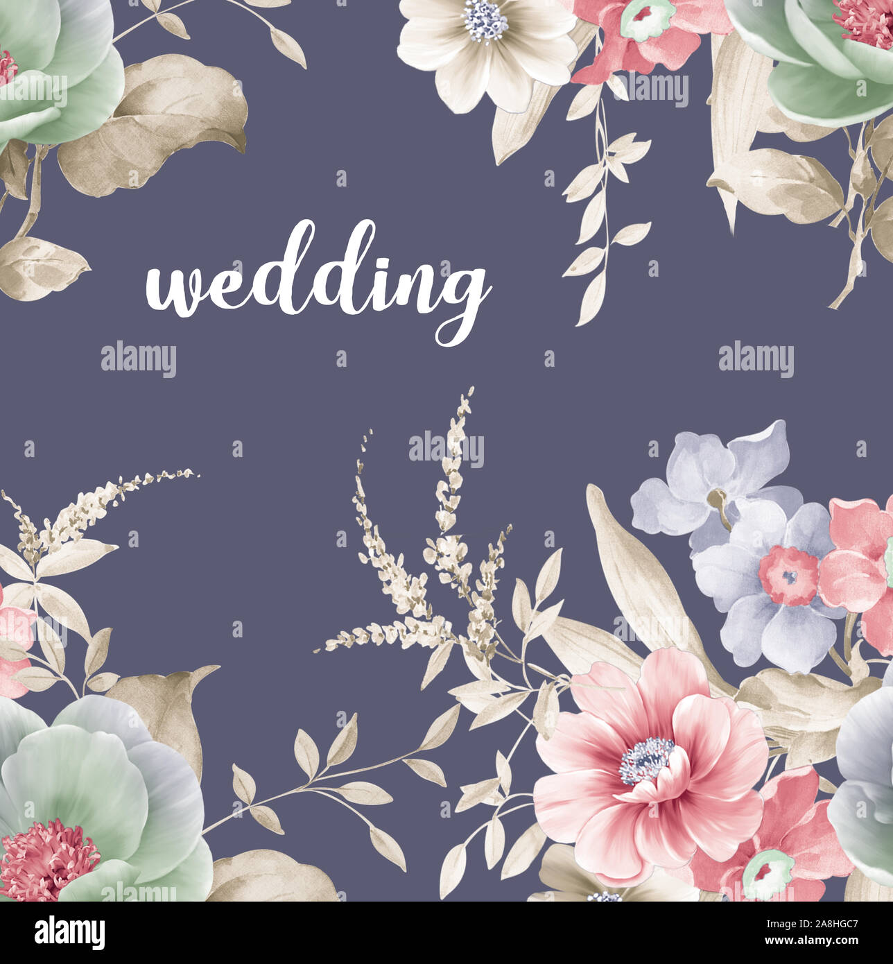 Computer drawn beautiful flowers illustration Stock Photo - Alamy