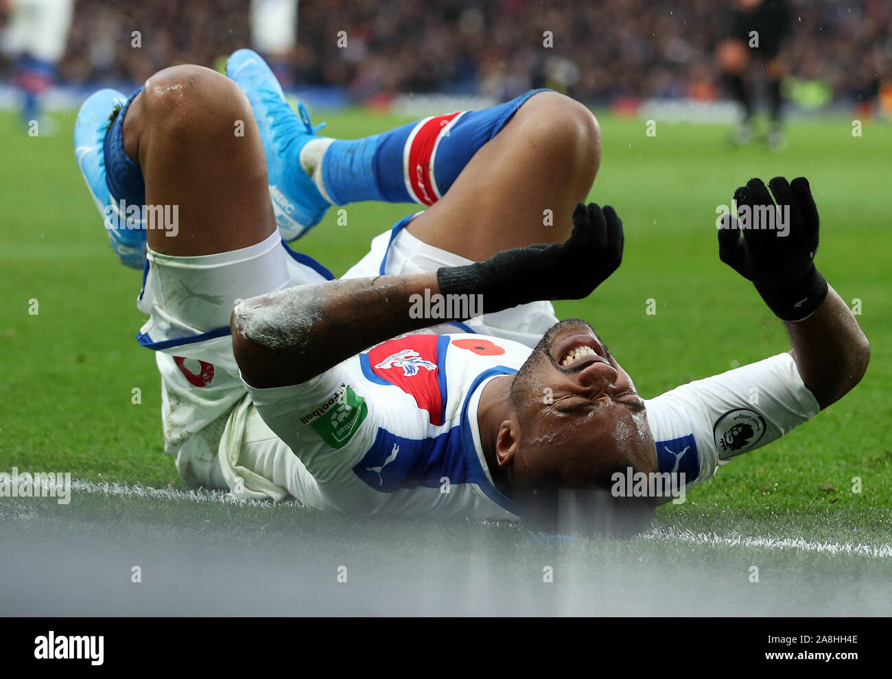 Crystal Palace's Jordan Ayew appears hurt during the Premier League ...