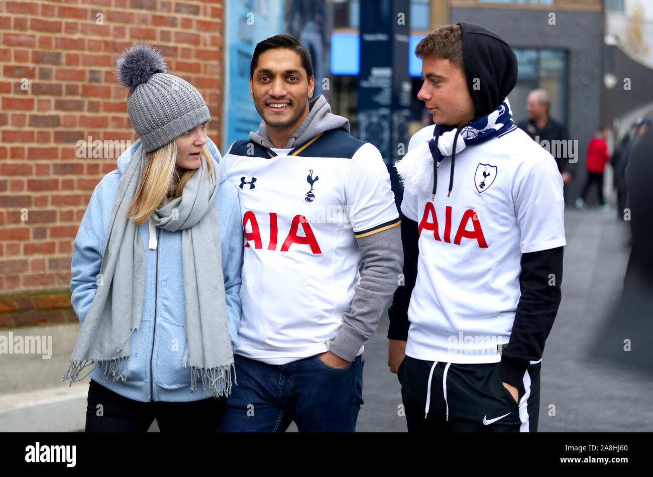 Tottenham Hotspur fans arrive at the stadium ahead of the Premier ...