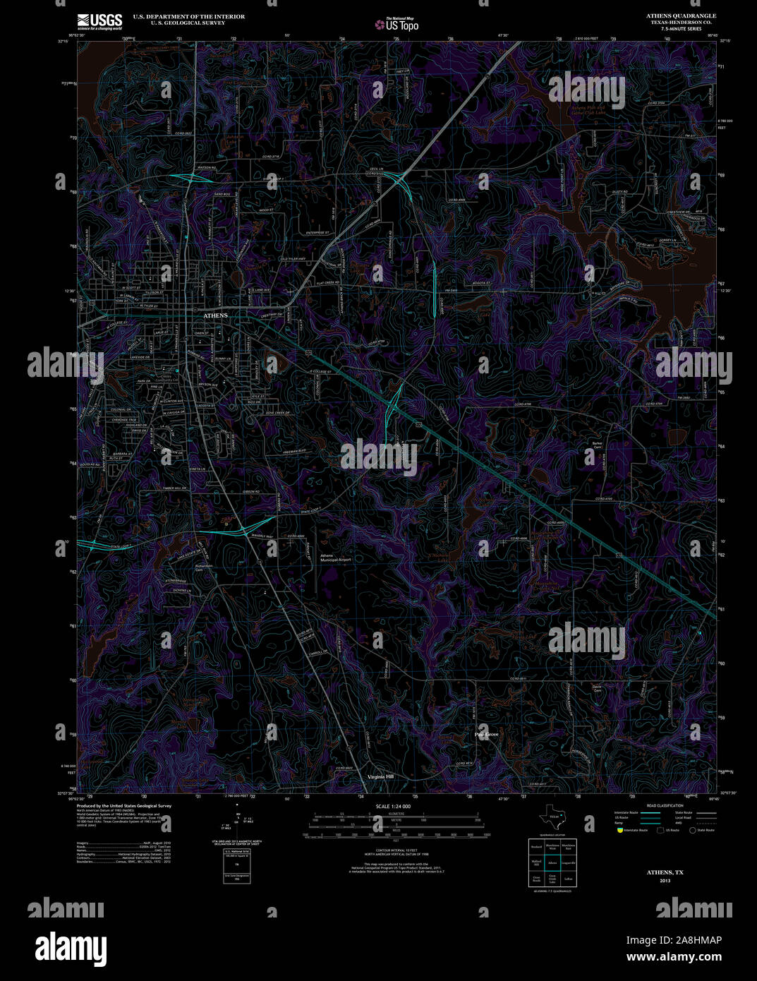 Map of athens texas hi-res stock photography and images - Alamy