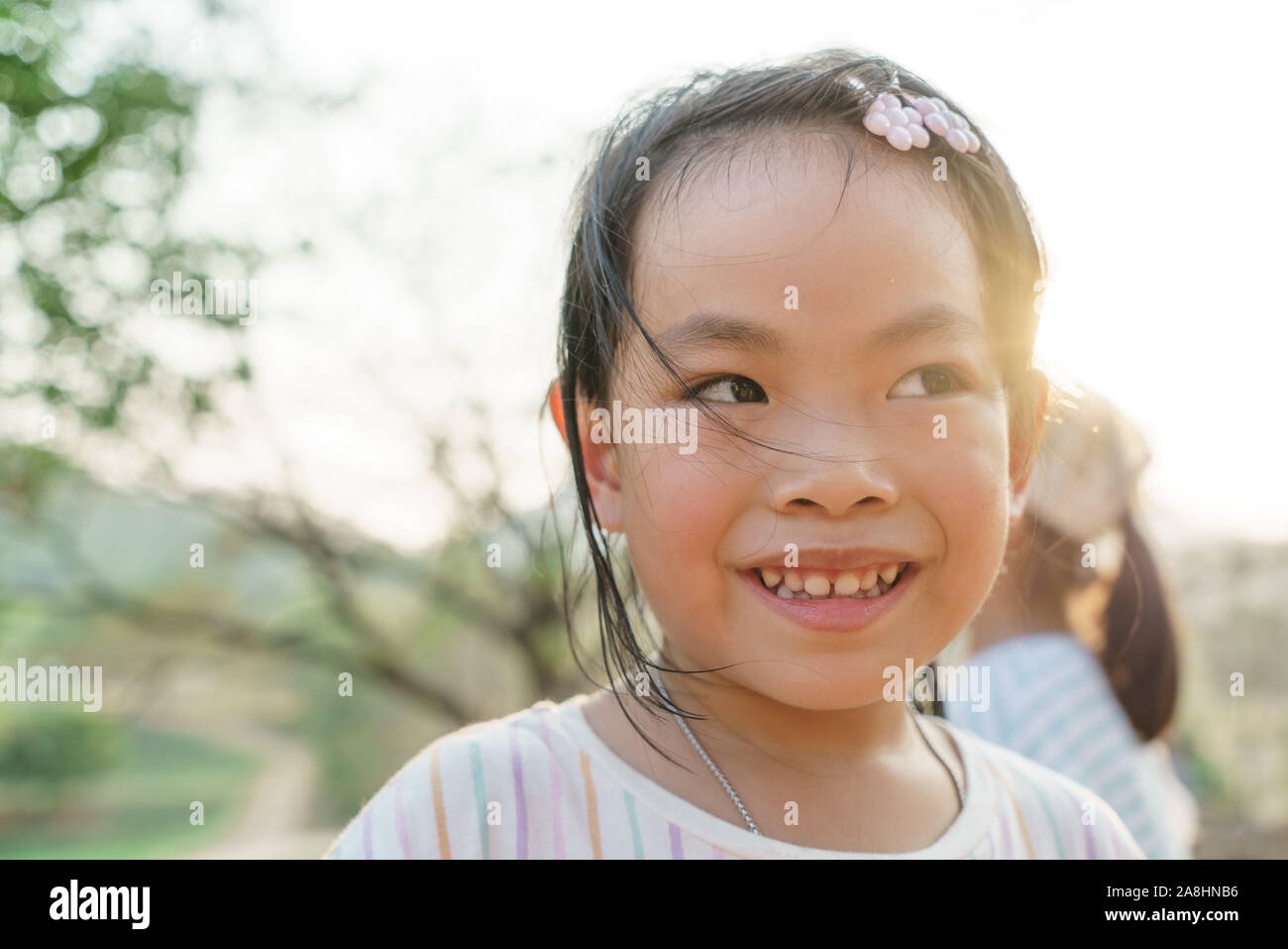 Portrait of Asian cute child on outdoor activity, smiling face ...