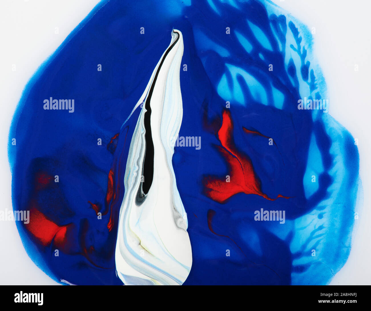 Blue abstract paint drop background with white and red strokes Stock ...