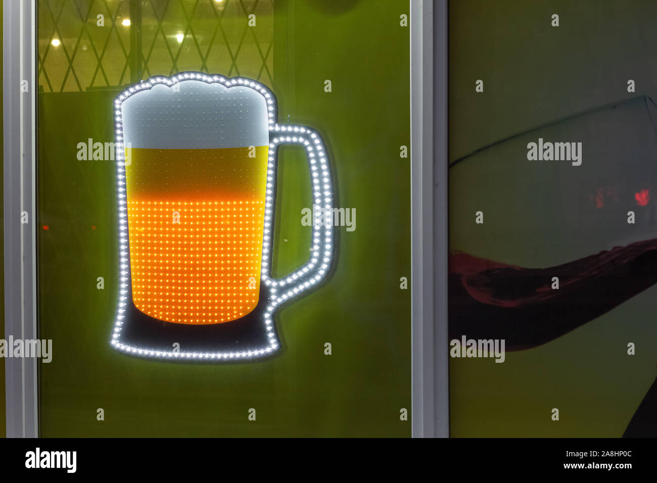 sign beer mug animation. pub advertisement. color led lights Stock ...