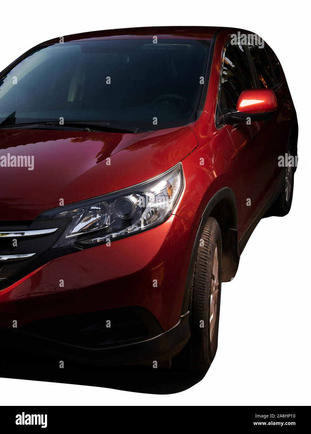 Red mini van car isolated on white background Stock Photo - Alamy