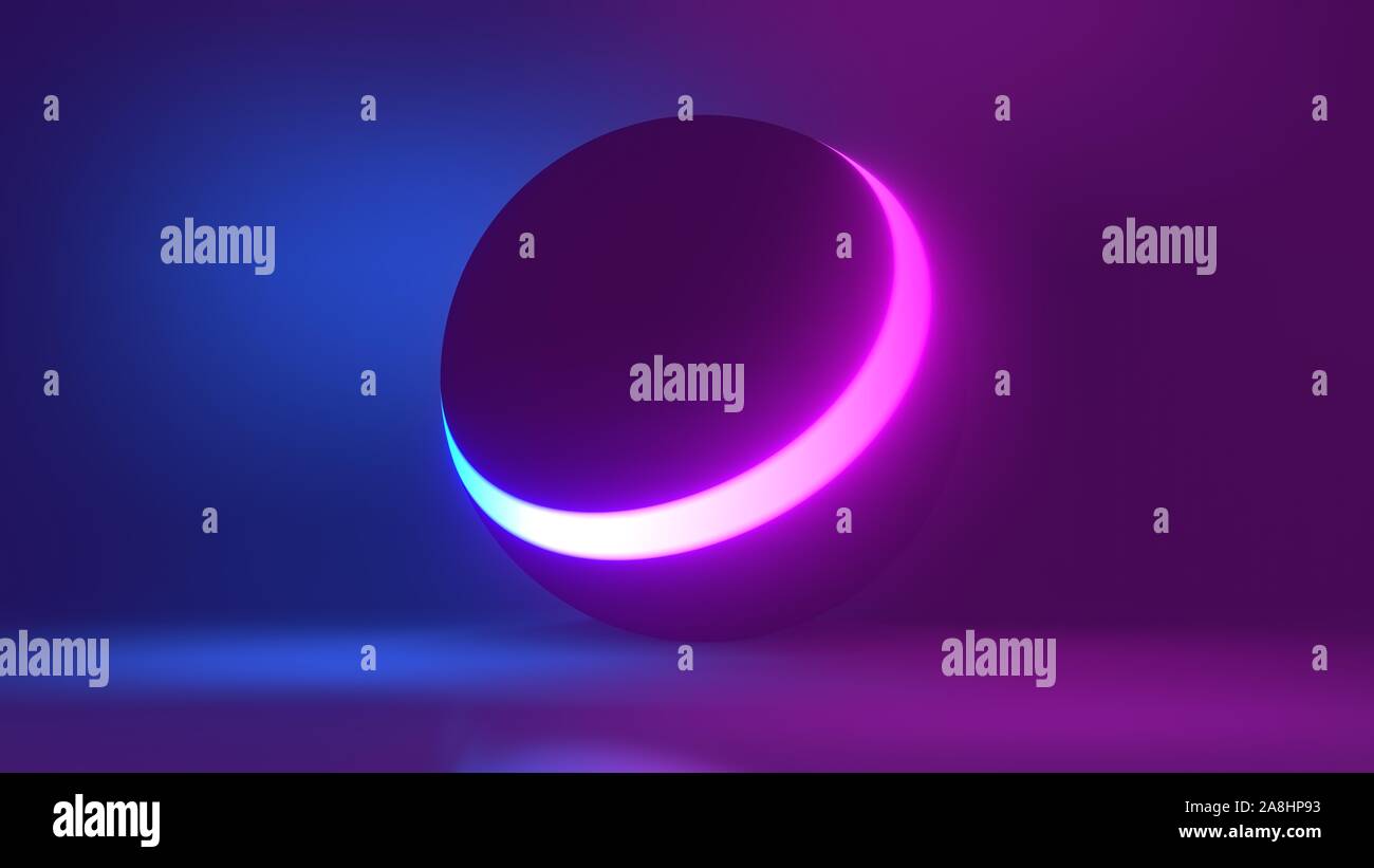 Abstract colorful glowing neon light sphere, laser show, blank space ...