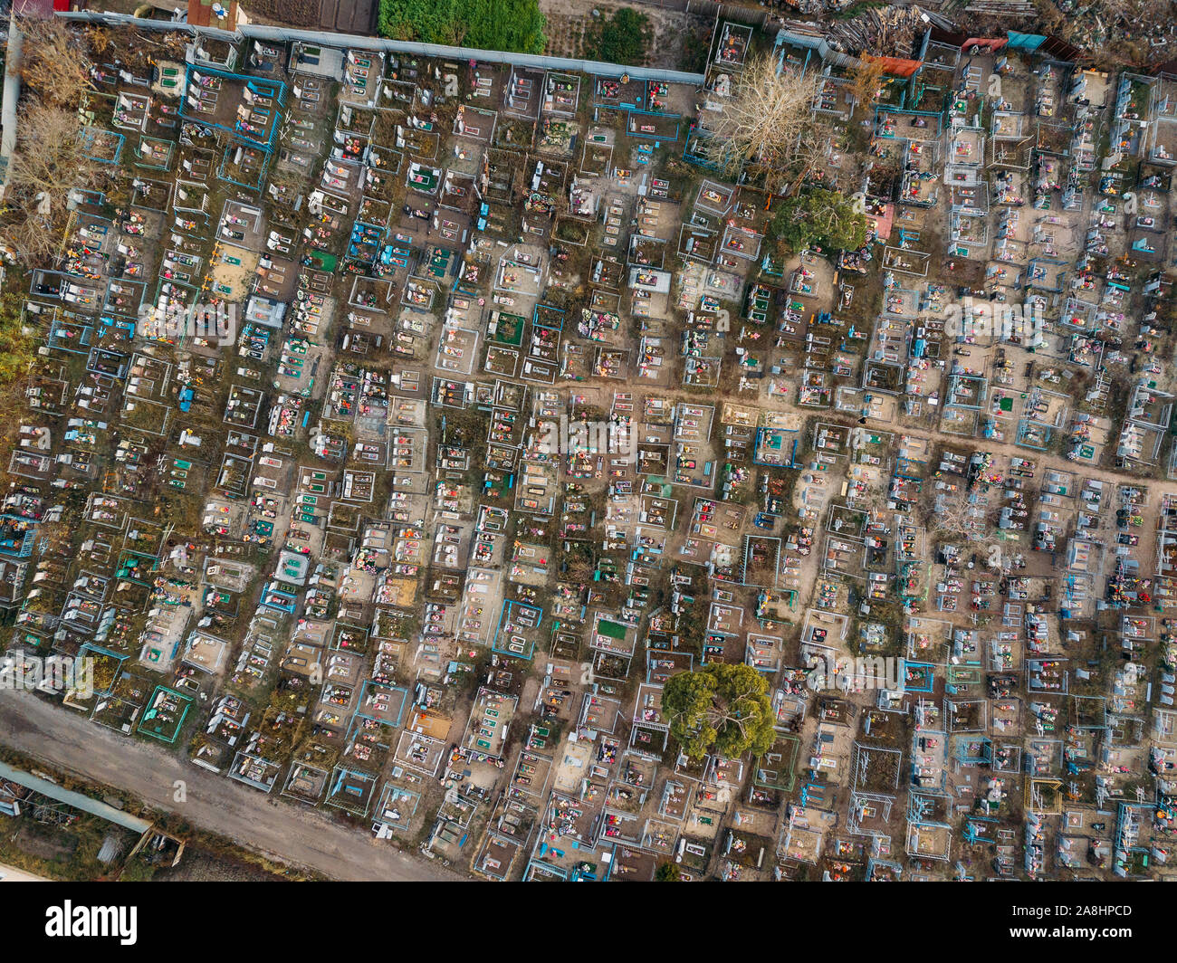 Cemetery, top view from drone Stock Photo - Alamy