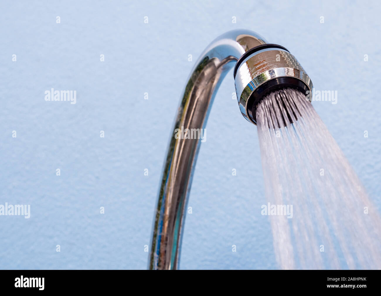 Water flowing from the stainless steel water tap Stock Photo - Alamy