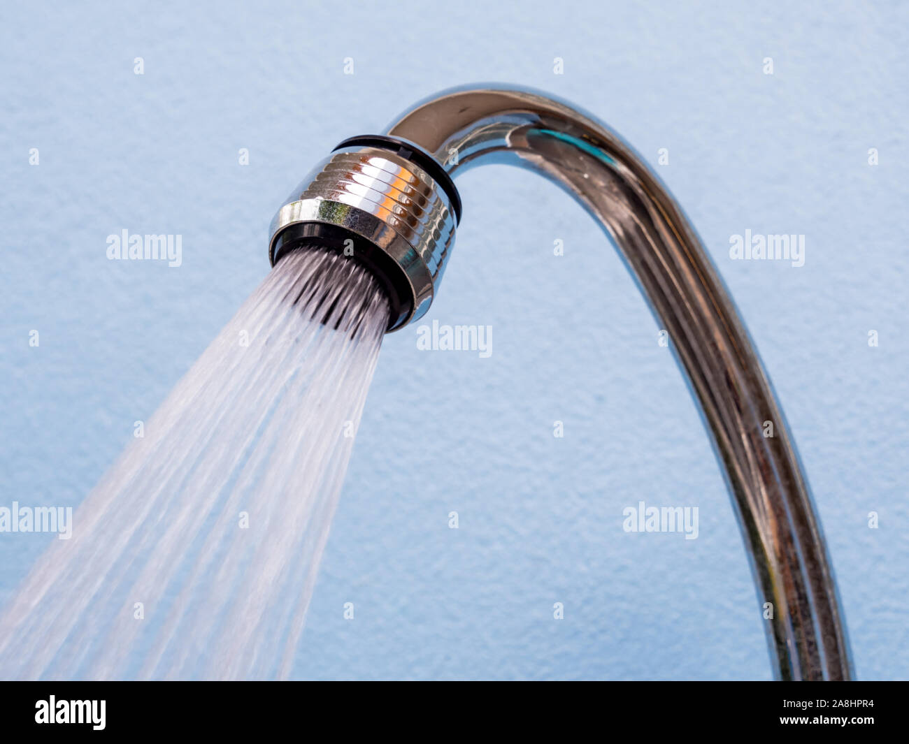 Water flowing from the stainless steel water tap Stock Photo - Alamy