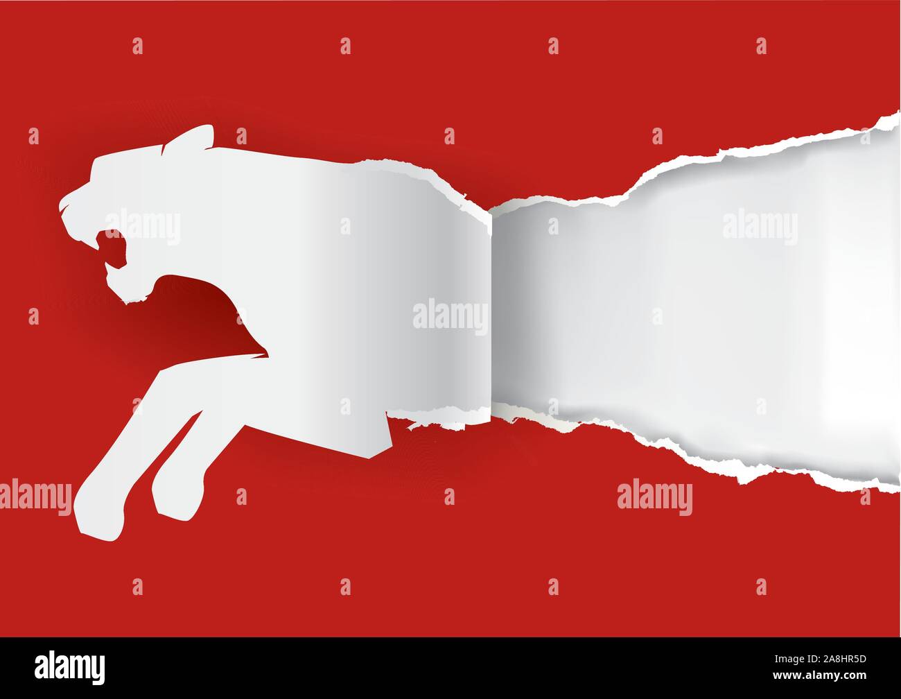 Paper Tiger ripping paper Paper silhouette of tiger ripping red paper ...