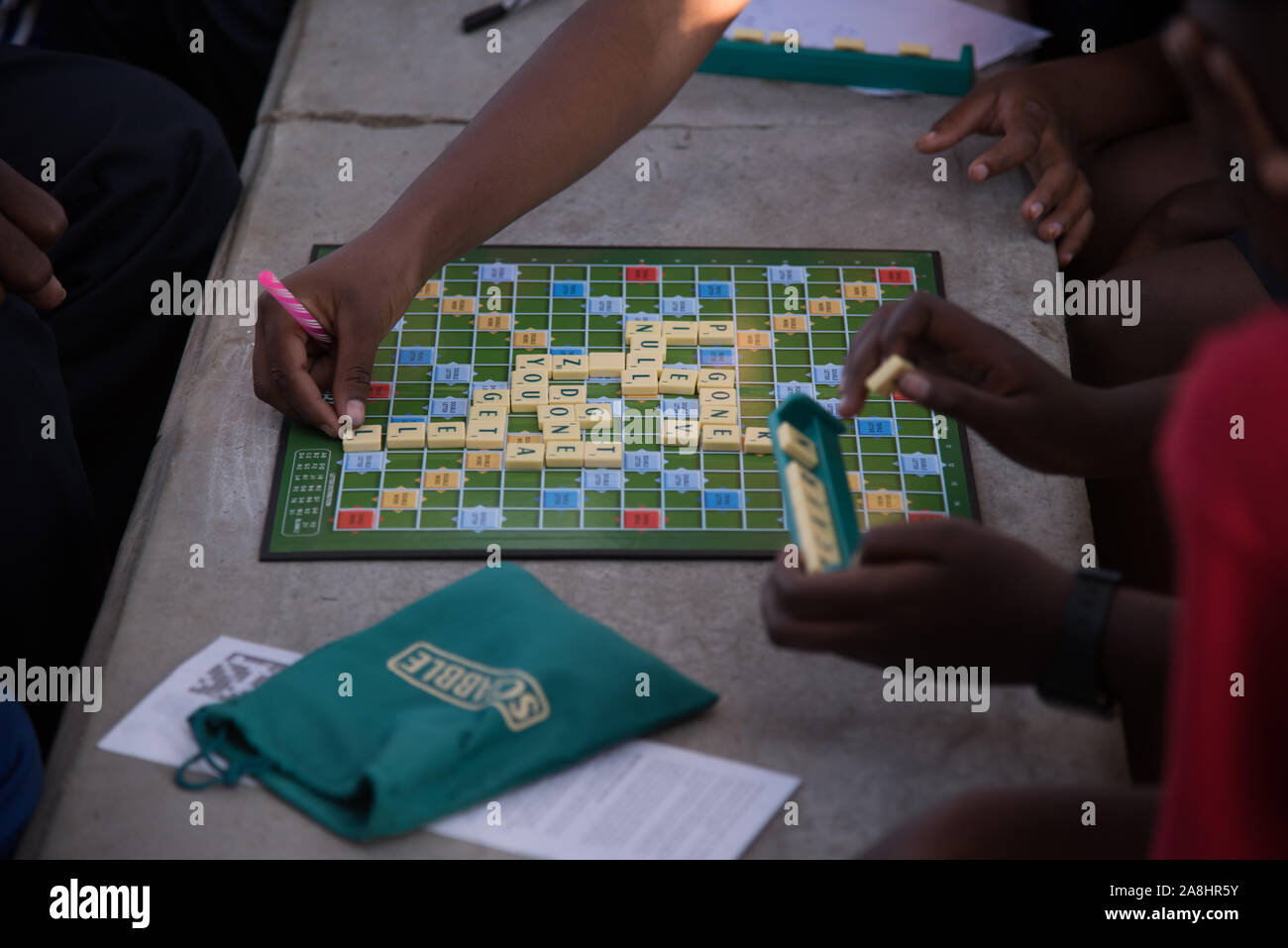 Pupils playing Scrabble at Irene school in Maralal, Kenya Stock Photo ...