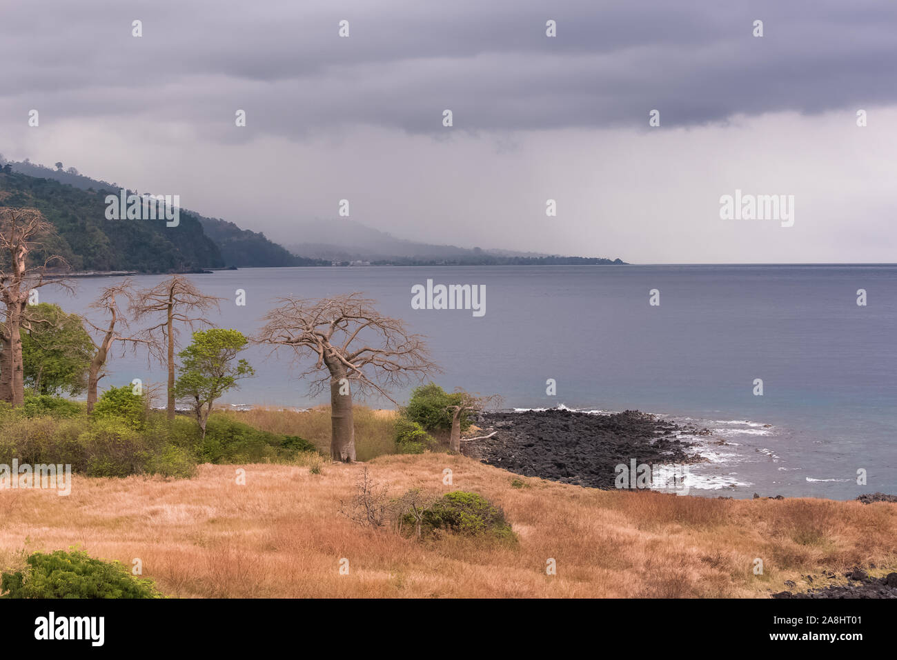 Sao Tome, beautiful landscape, panorama in the north of the island ...