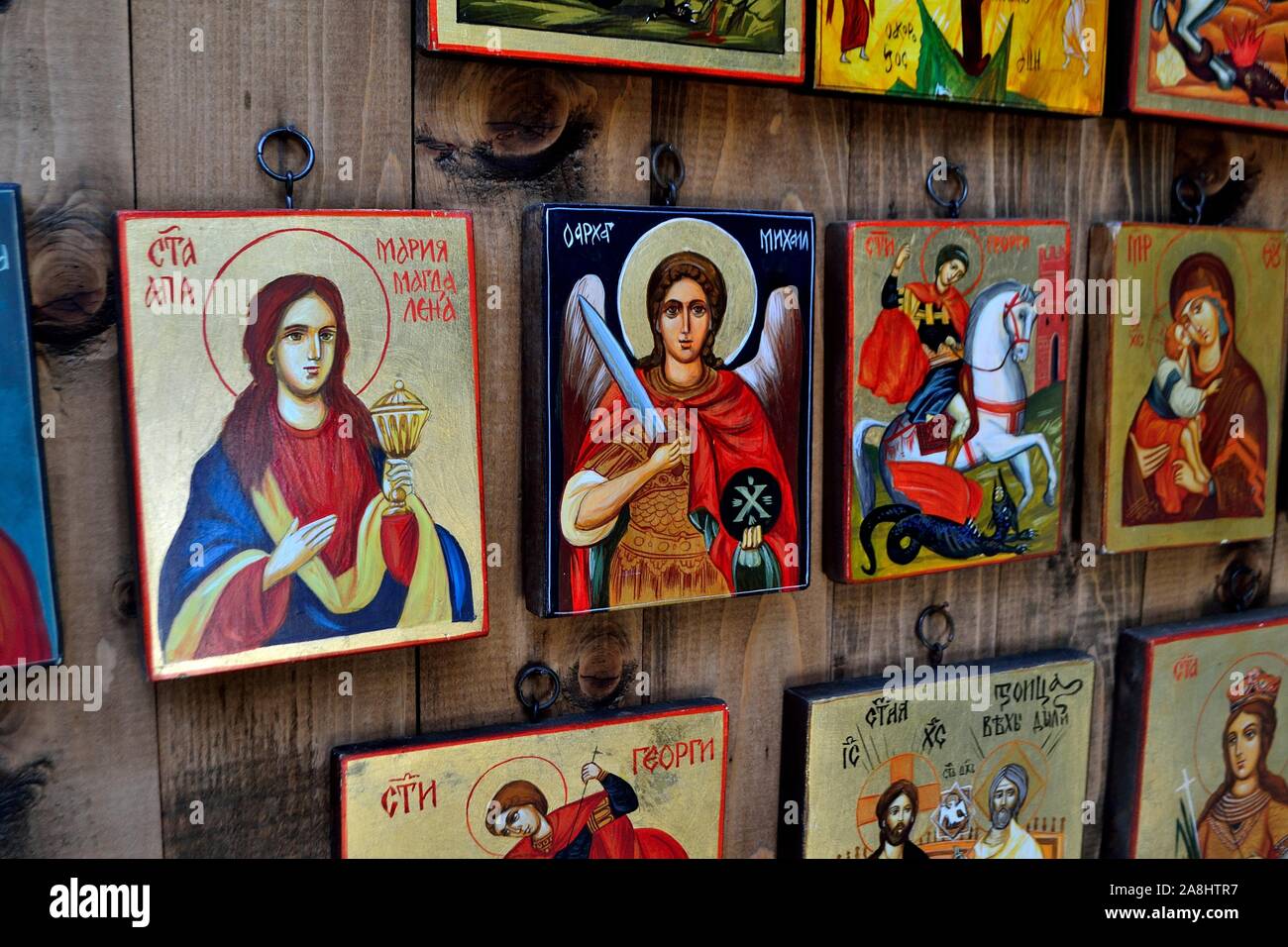 orthodox icons - Market in ETARA -Balkans - BULGARIA Stock Photo - Alamy