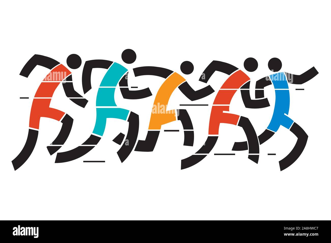 Runners, Running race A colorful stylized illustration of runner race ...